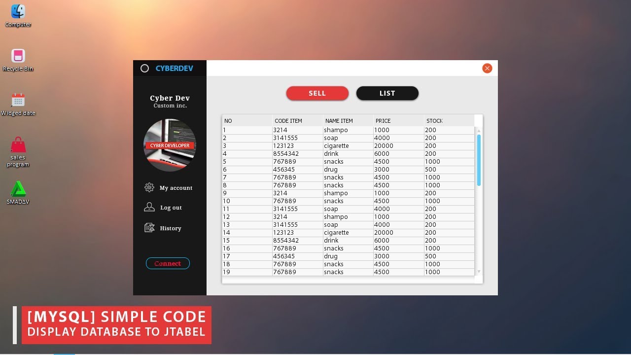 MYSQL Simple Code Display Database to Jtable