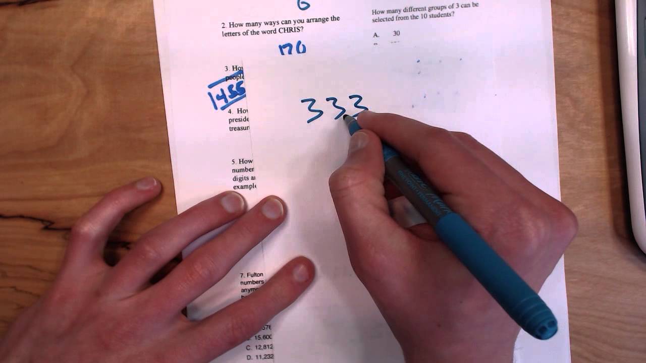 Permutations And Combinations Worksheet