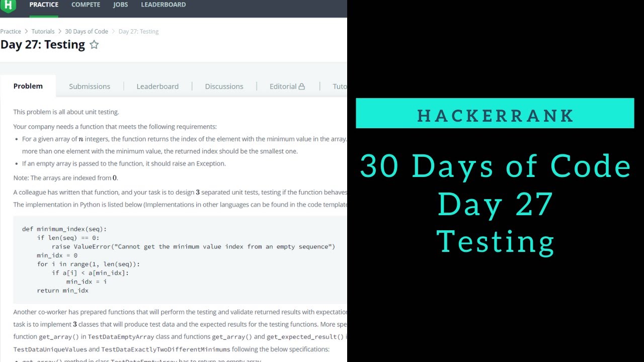 Testing || HackerRank || Unit Testing || Day 27 || Python