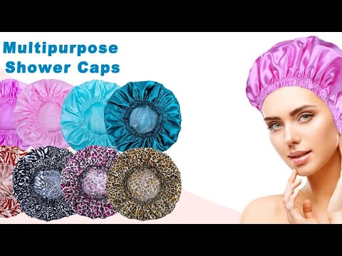 Shower Caps for Women 4 PCS Elastic and Reusable Bath Caps Double Waterproof Layers Shower cap