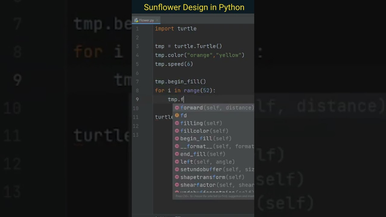 Draw a Sunflower Design using python turtle! 😲 #shorts #python