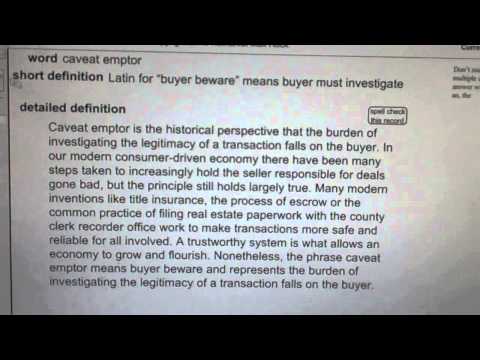 caveat emptor Real Estate License Exam Study Guide AgentExamPass.com
