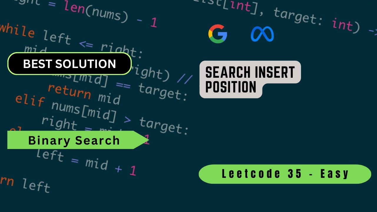 Search Insert Position | Binary Search | Python | LeetCode 35 | Top Interview 150