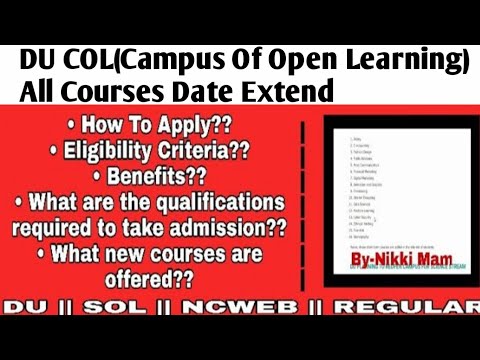 Short Term Courses By DU COL(Campus Of Open Learning).Delhi University & Other Universities Students