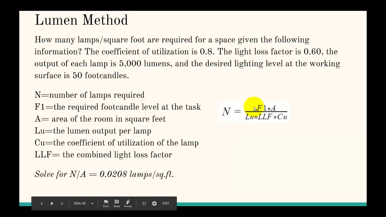 Certified Energy Manager Calculation Review: Lighting