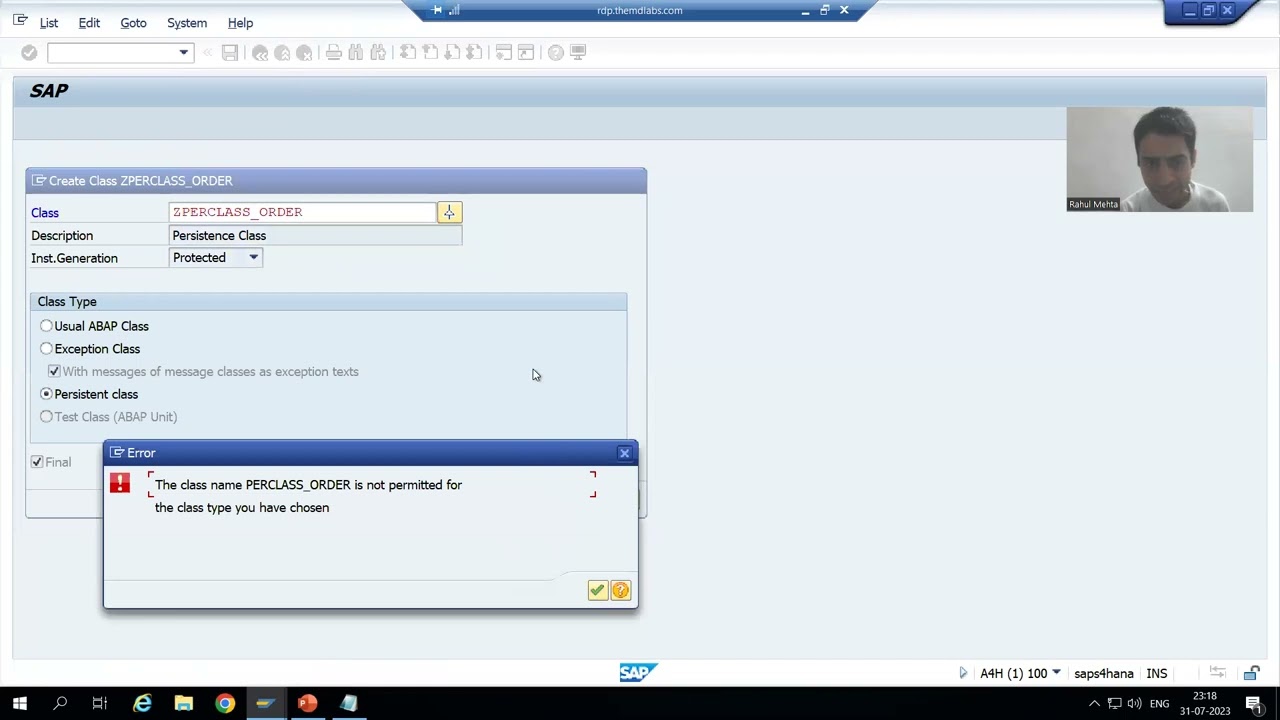 95 - ABAP OOPS - Persistence Class - Generation Part1