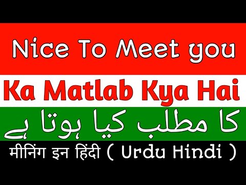 Nice To Meet You Meaning | Nice To Meet You Meaning In Urdu Hindi | Nice To Meet You Ka Matlab Kya H