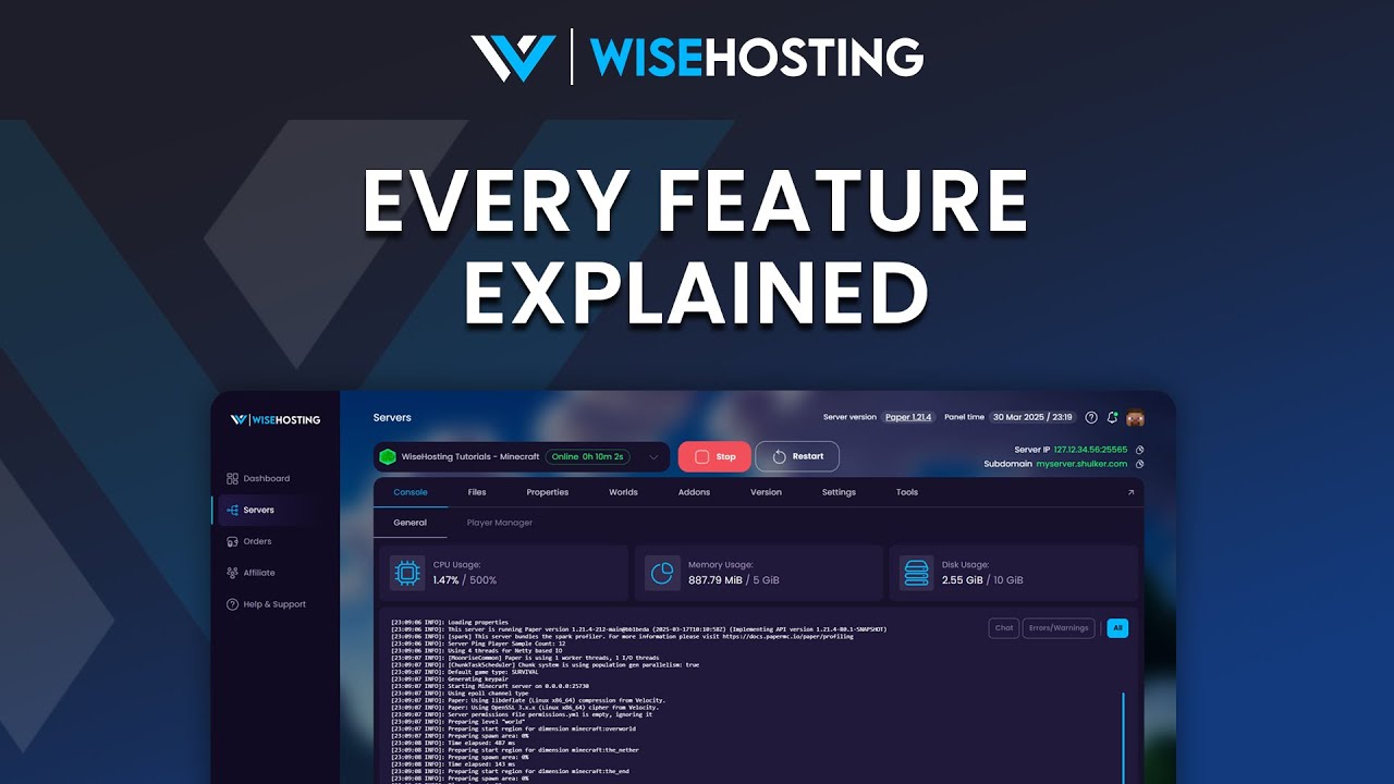 WiseHosting Game Panel Explained in 5 Minutes