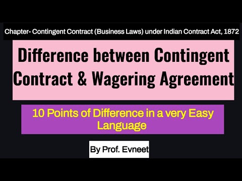 Difference between Contingent Contract & Wagering Agreement|Contingent vs Wagering Agreement