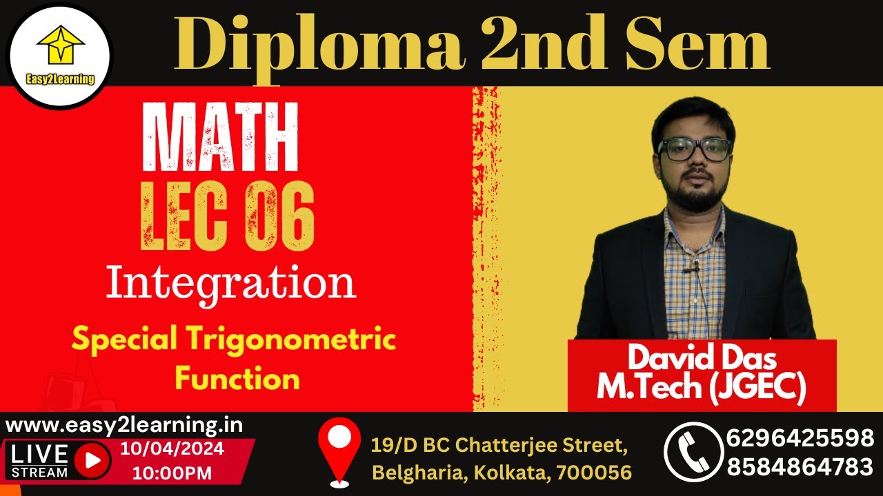 Diploma 2nd Sem 2024 | Mathematics (Integration) Part 06 | By David Das/Easy2Learning