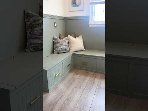 DIY Banquette Bench πππ Itβs the REVEAL!! #diybench #diykitchenmakeover