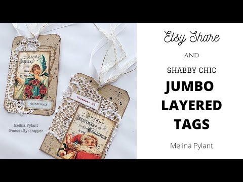VINTAGE SHABBY CHIC JUMBO TAGS | ETSY SHARE | MY PORCH PRINTS | DIGITALHOBBYHELPER | GALLERYCAT
