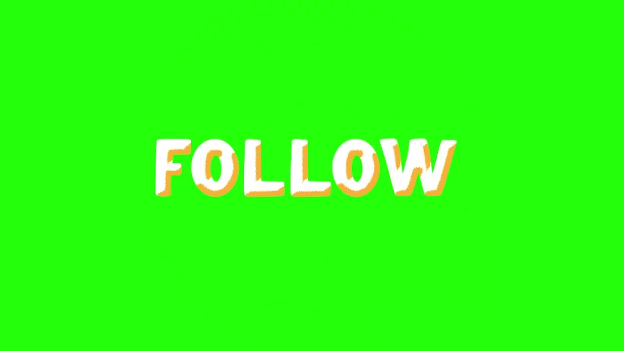 FOLLOW Bold Yellow 3D Text Animation – Green Screen Overlay
