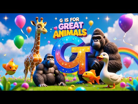 G is for Great Animals! 🐾 | Fun Kids Rhyme with Animal Names Starting with G | Cartoon Nursery Song