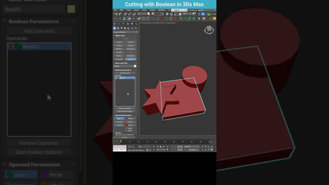 🔹 3ds Max Boolean: Cutting Objects with Precision! #shorts  #3dsmax #boolean