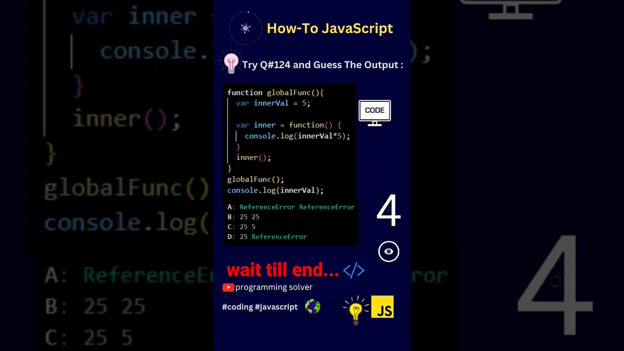 How To Code JavaScript Q#124, Try Solve & Guess The Output #shorts #coding #programming #javascript