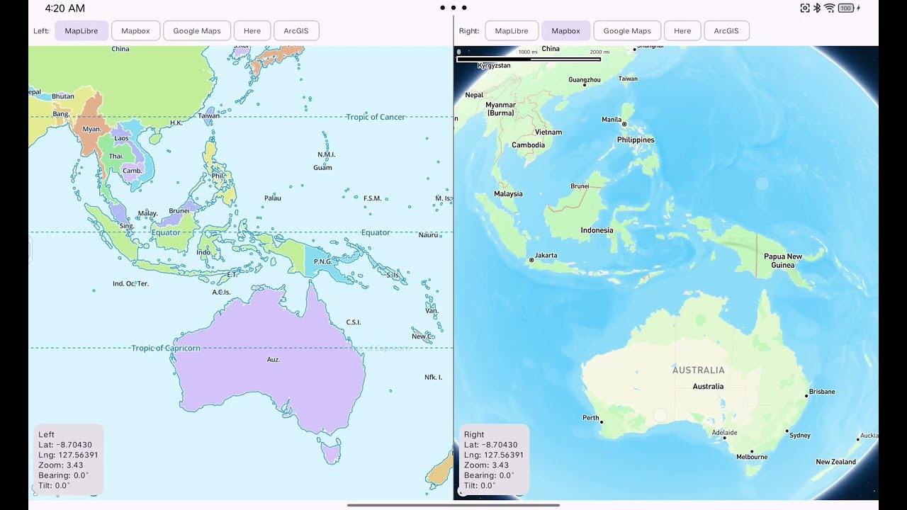 Manipulating different map SDKs through a unified API