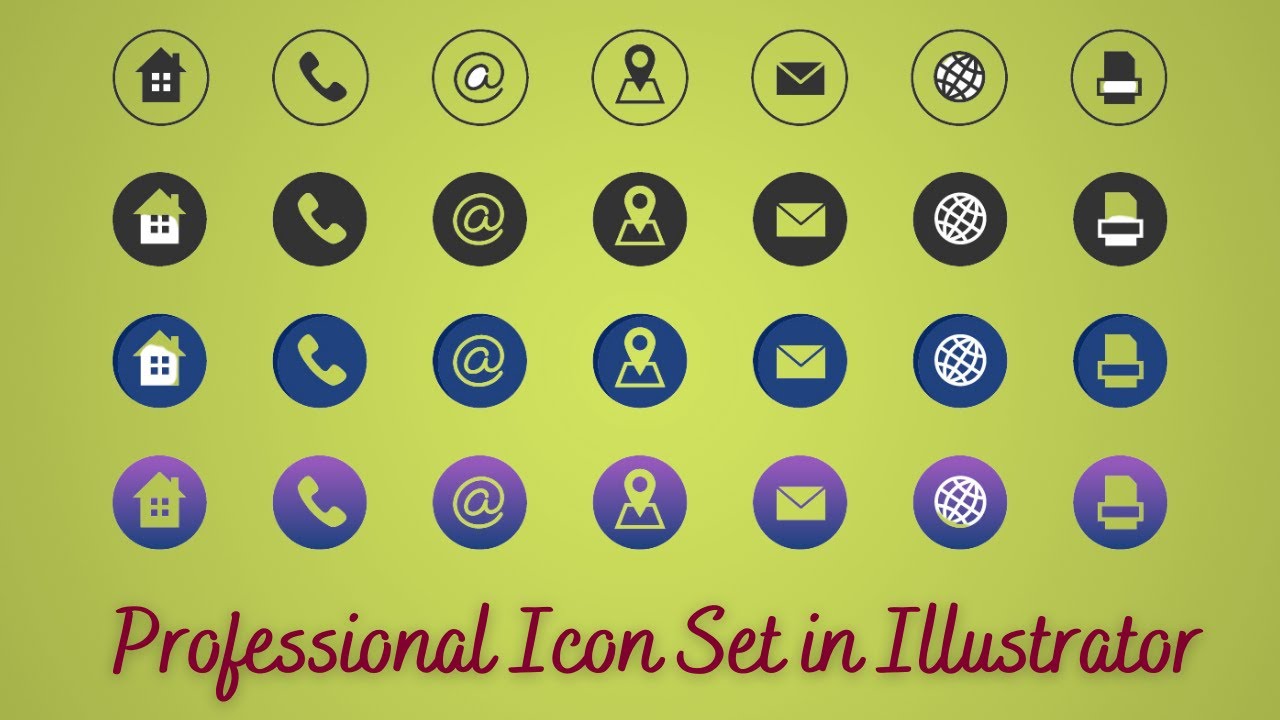 Create Beautiful Vector Icons Set in Illustrator | Flat Icon Design Tutorial in Illustrator CC