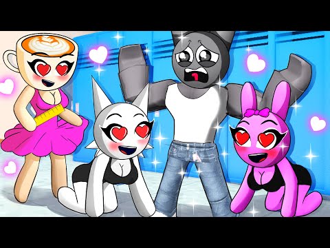 GRAY Became POPULAR IN GIRLS ONLY Party in Roblox | Berry Sprunki