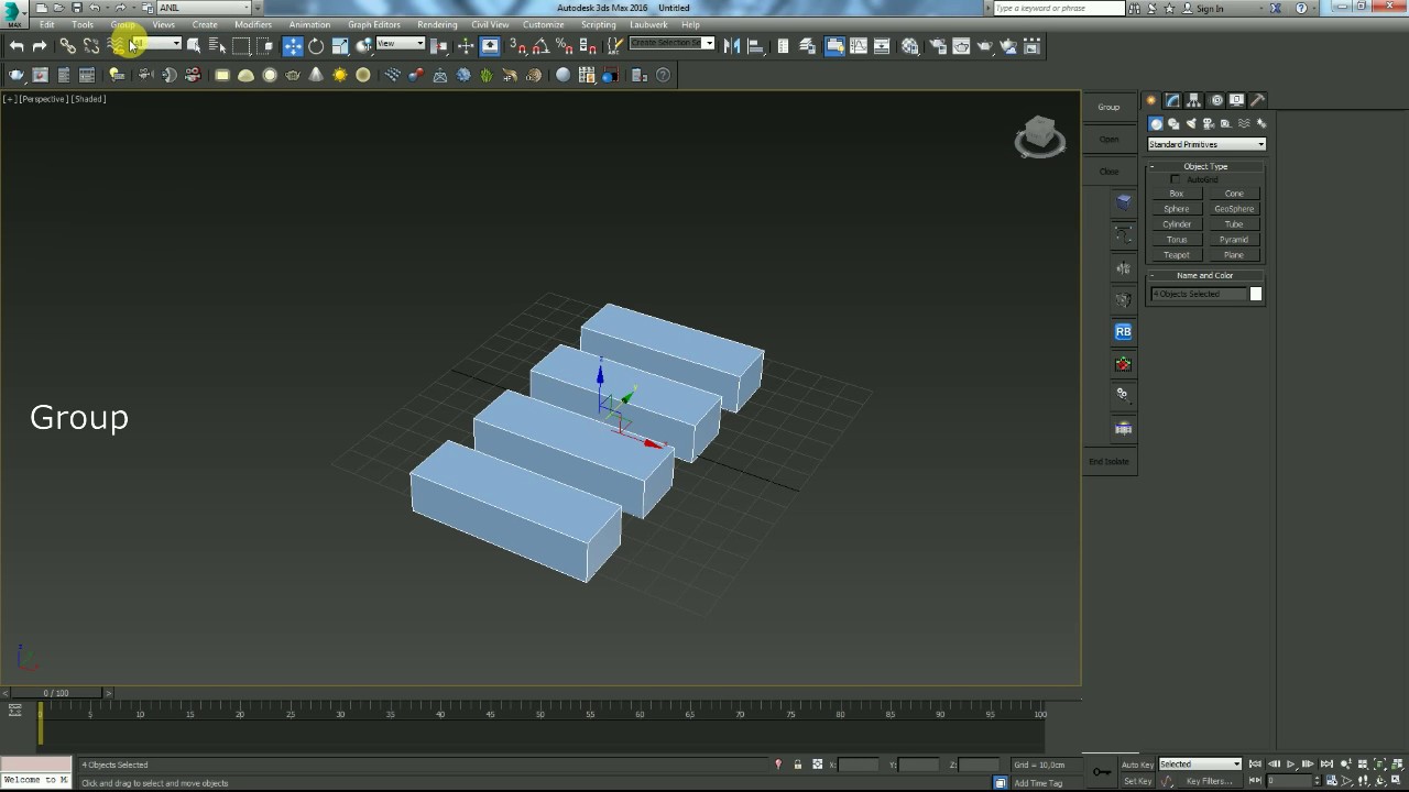 3ds Max Group / Ungroup / Open / Close / Detach / Attach