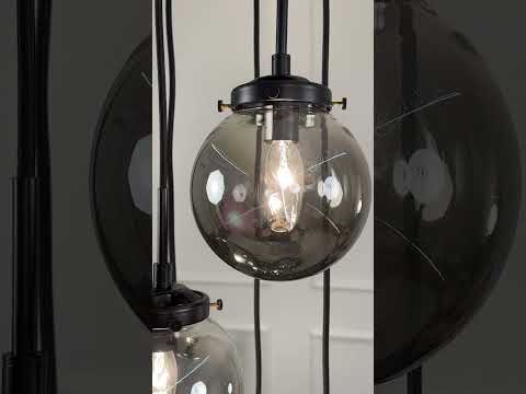 7051D32 Black Grey Staircase Glass Chandelier
