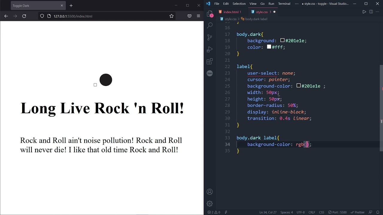 Toggle Dark Mode with HTML, CSS , JS in 5 Minutes