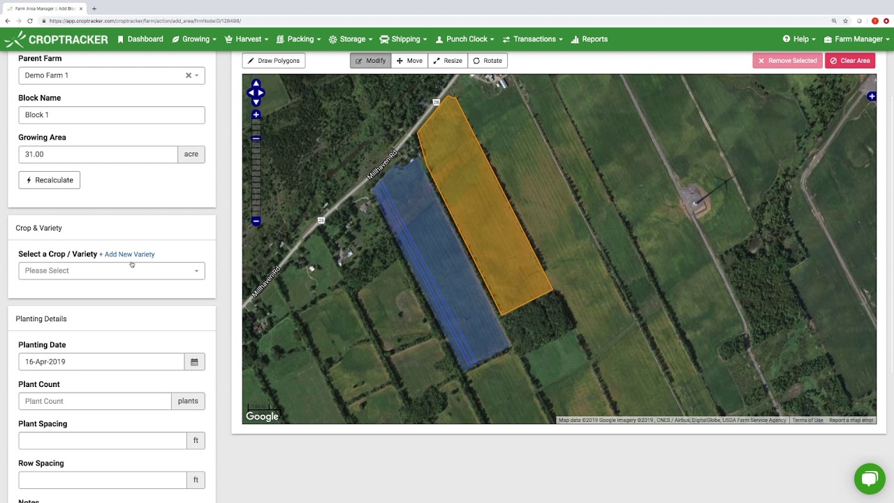Creating Your Farm Using Croptracker