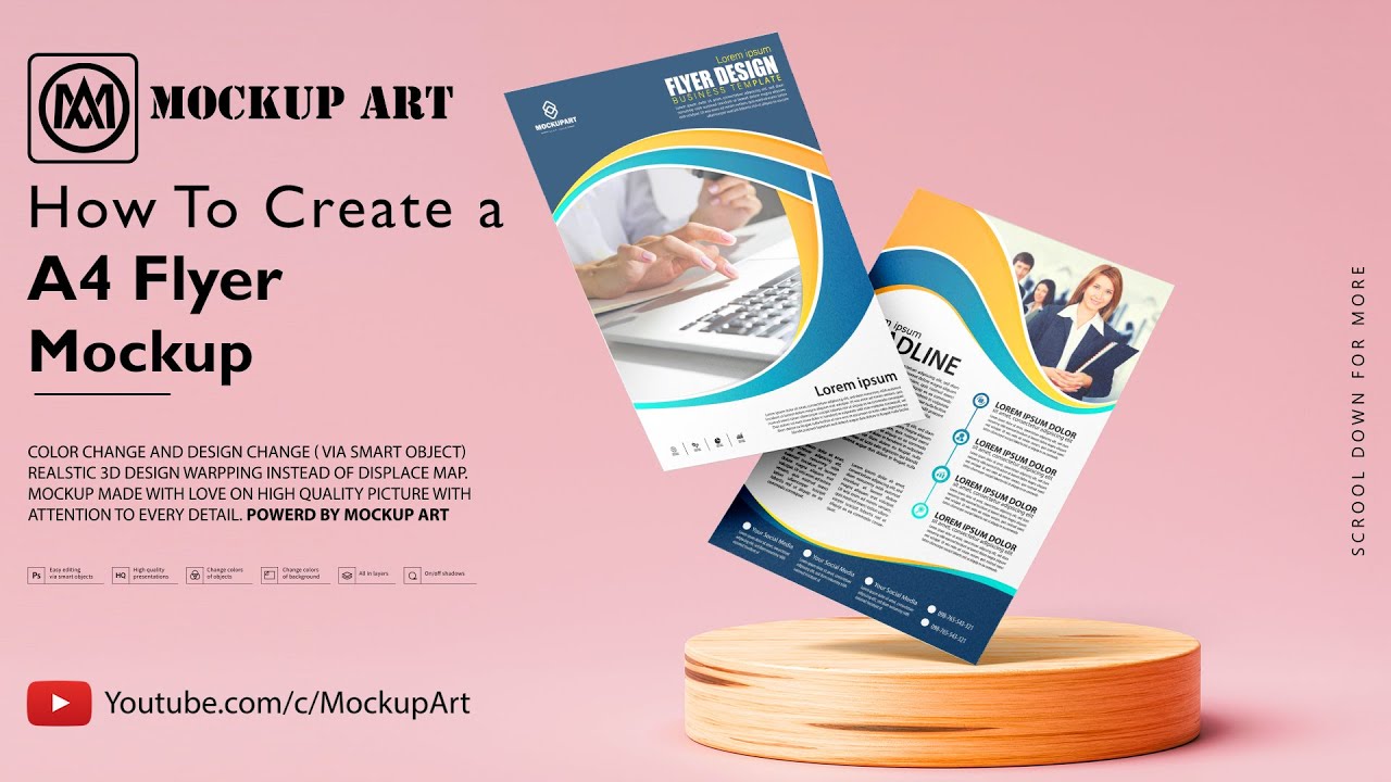How to create an A4 Flayer mockup| Photoshop Mockup Tutorial