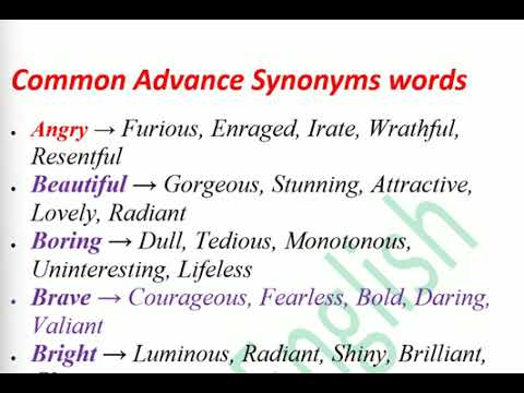 Common Synonyms words,