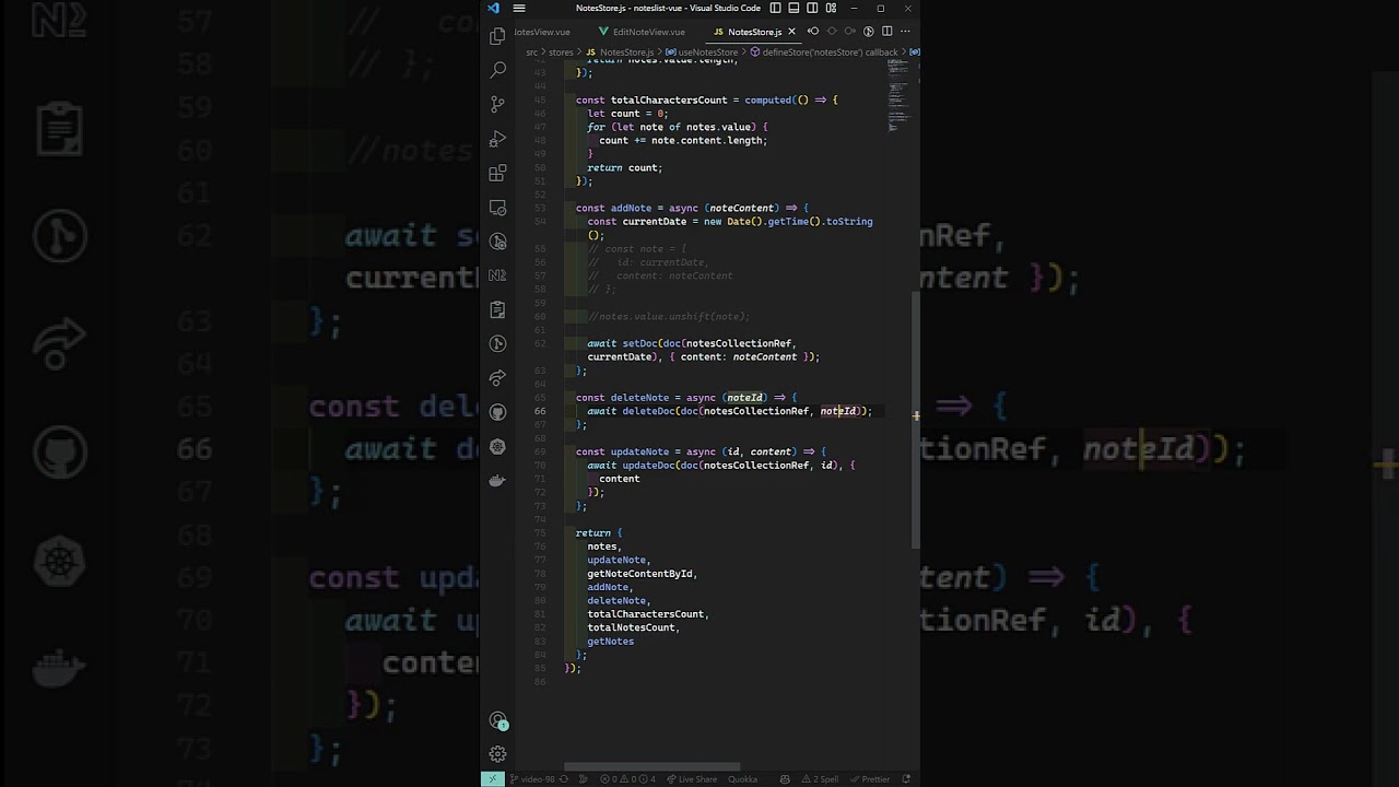 Delete document in the firestore database using deleteDoc method #vue #compositionapi #leelawebdev