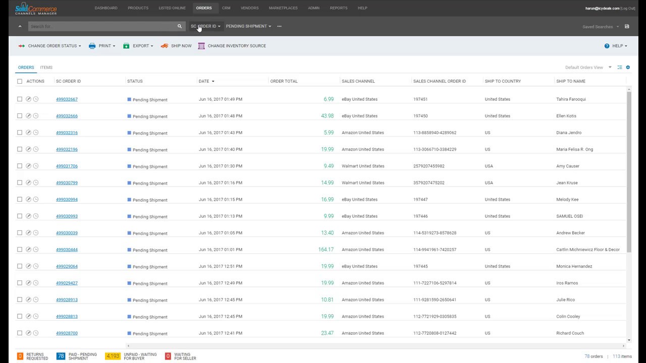 New order Manager by Solid Commerce