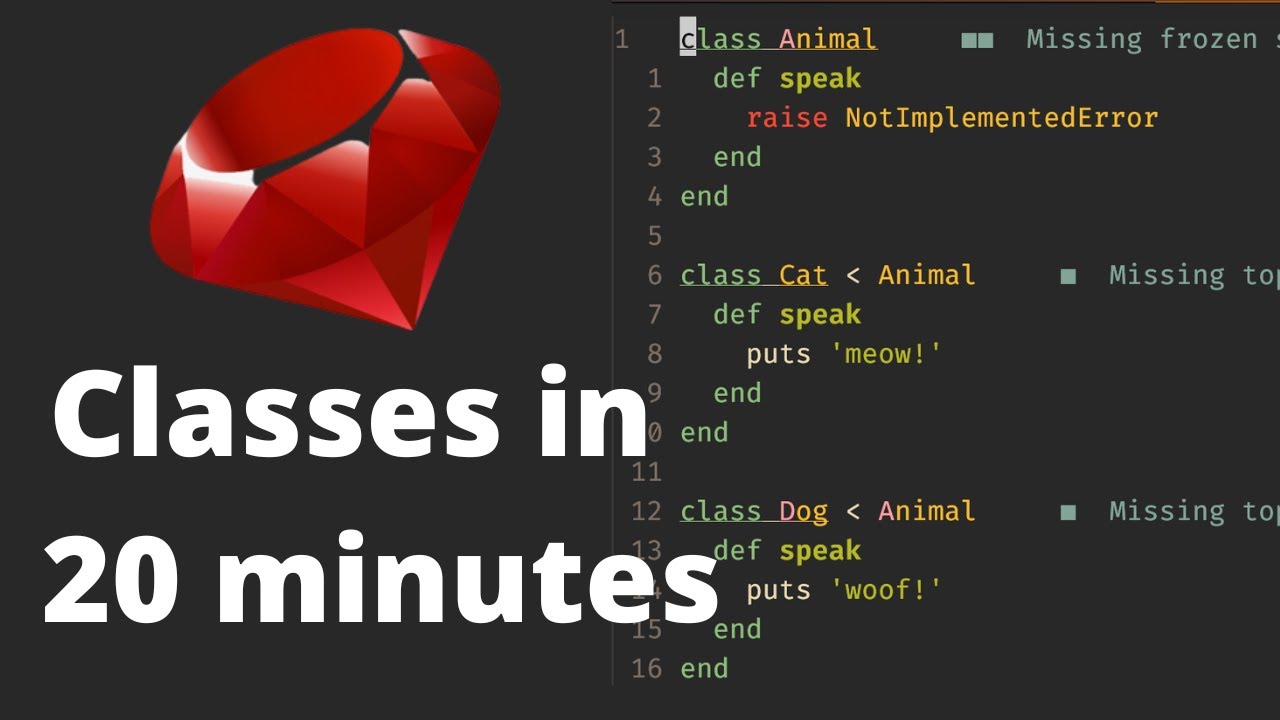Learn classes in Ruby in less than 20 minutes