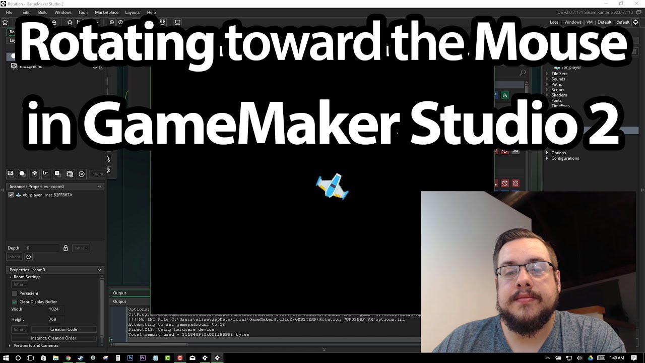 GMS2 Tutorial: Rotating an Object to face the Mouse Cursor