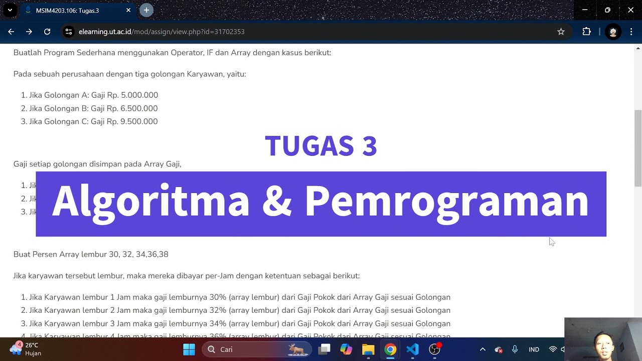 Tugas 3 Algoritma & Pemrograman | Operator IF & Array | UT