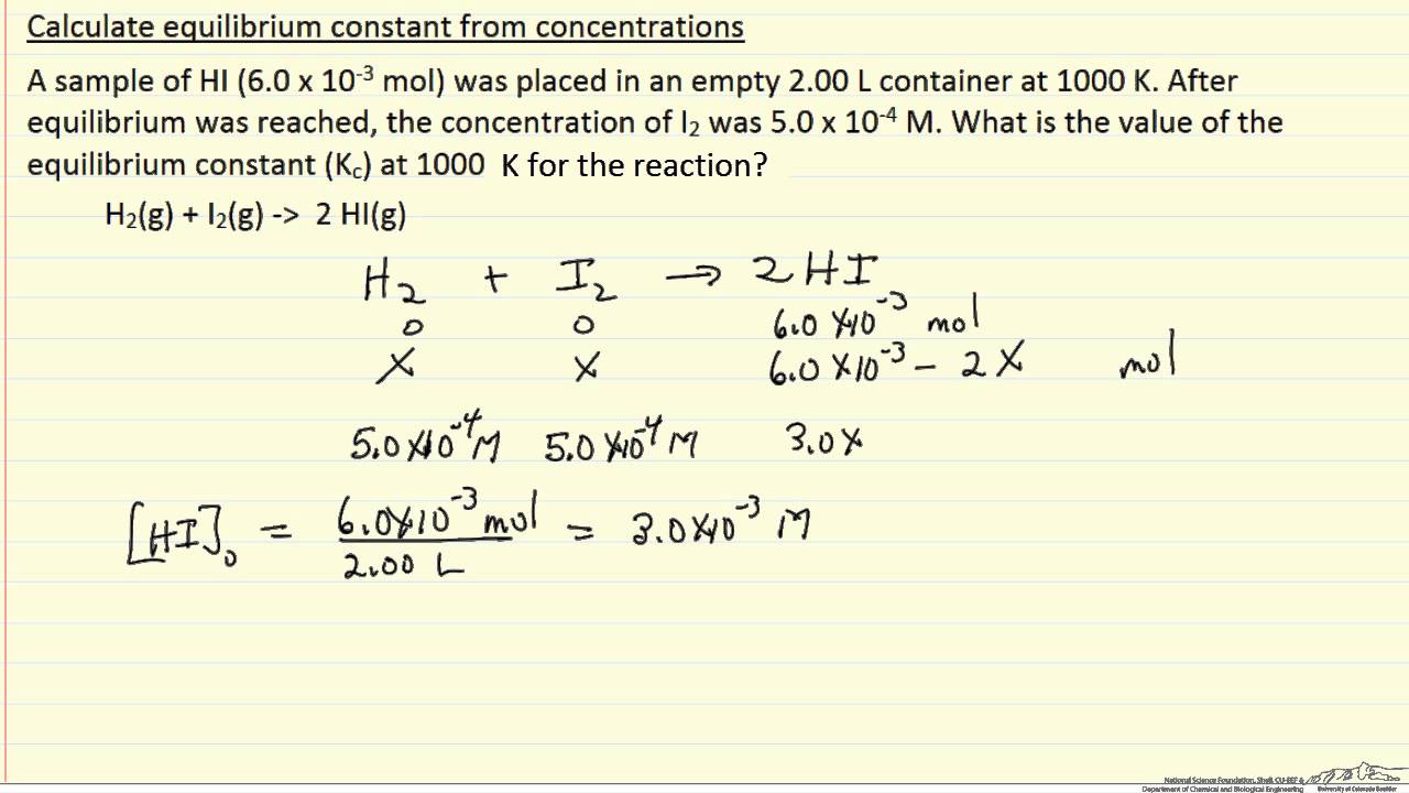Equilibrium Constant from Concentration (Example)