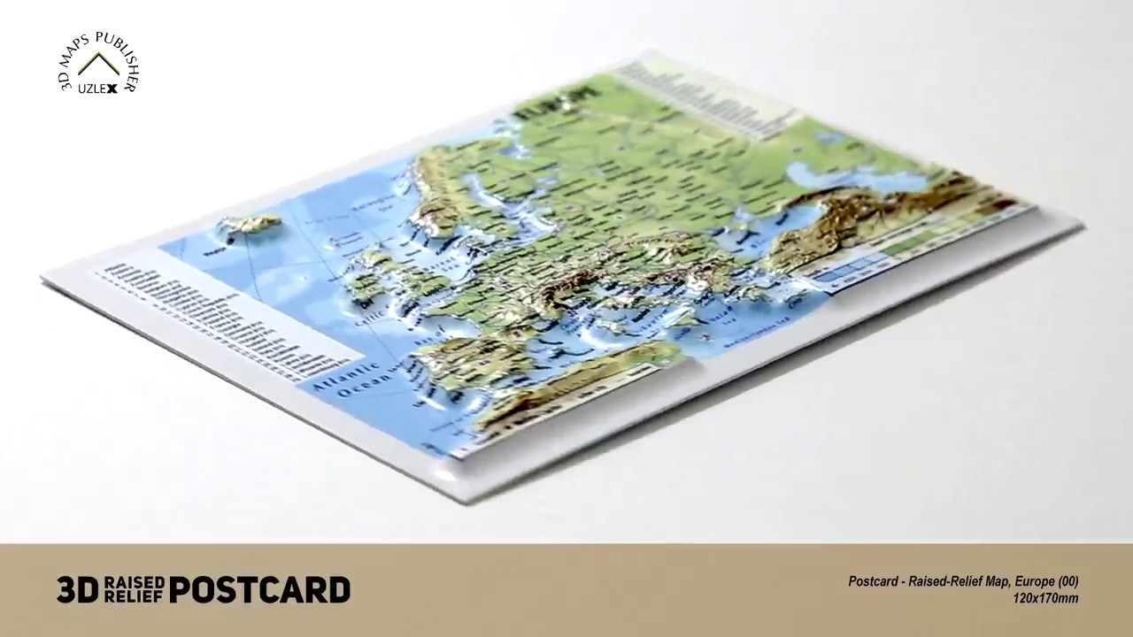 Postcard - 3D Raised Relief Map of Europe