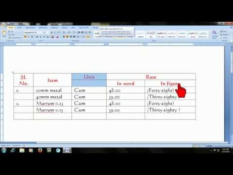 Microsoft word shortcut keys: How to merge column and cells in Table