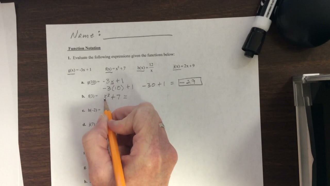 9.14 Function Notation Worksheet help