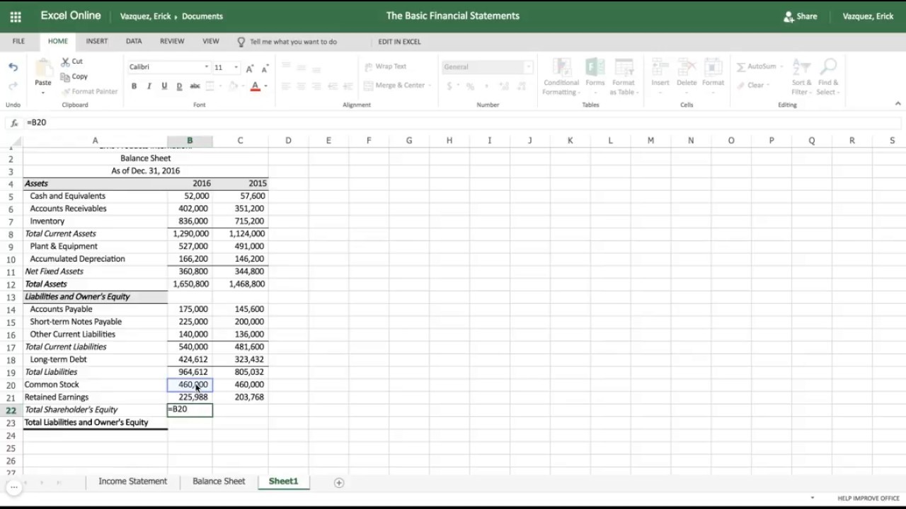 Excel Tutorial: How to Make a Balance Sheet