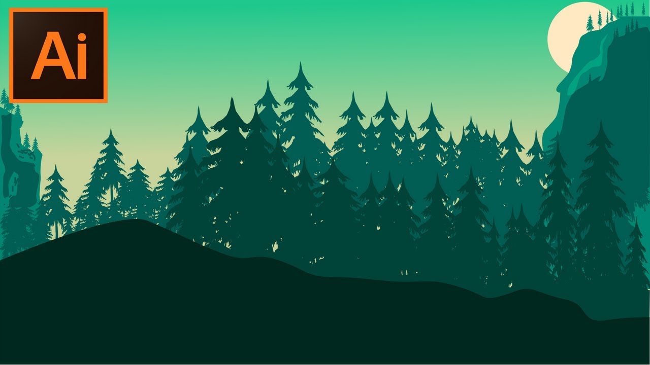 Adobe Illustrator CC Tutorial   How to Make a Forest Background