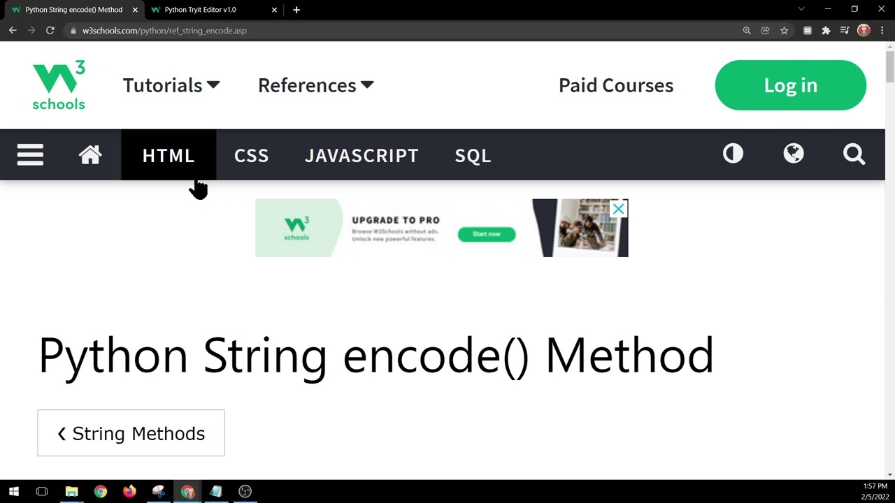 W3schools Python  - String Methods (built in)