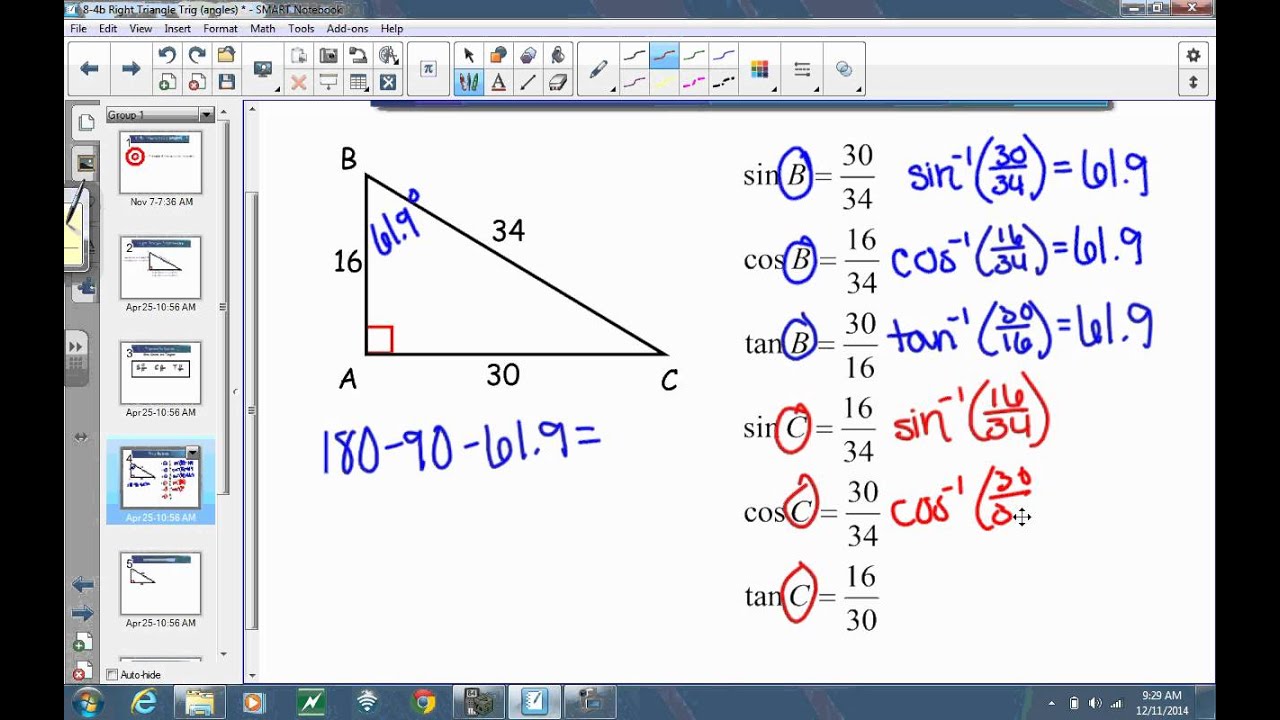 8-4b Right Triangle Trig Finding Angles