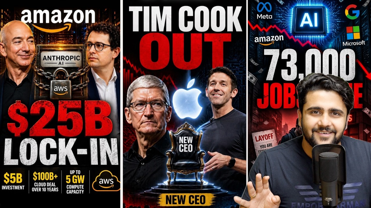 Tim Cook Steps Down, Amazon’s $25B AI Bet, Tech Layoffs, IPL, Jubilant, Groww, SpaceX :Business News