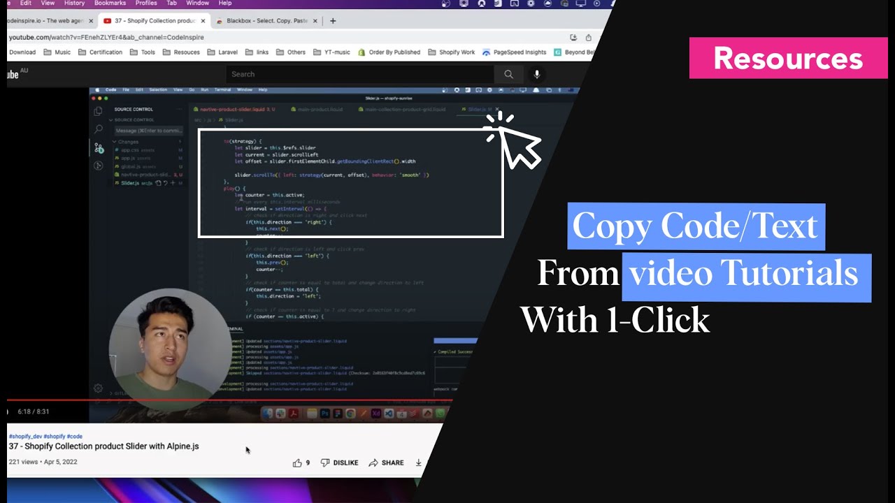 Copy Code/Text from video Tutorials with 1- click