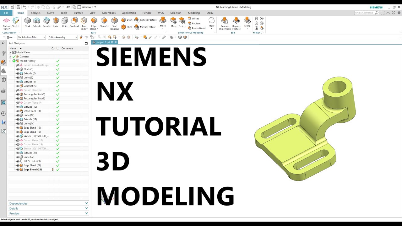 Siemens NX Tutorial - 3D Modeling Project 1