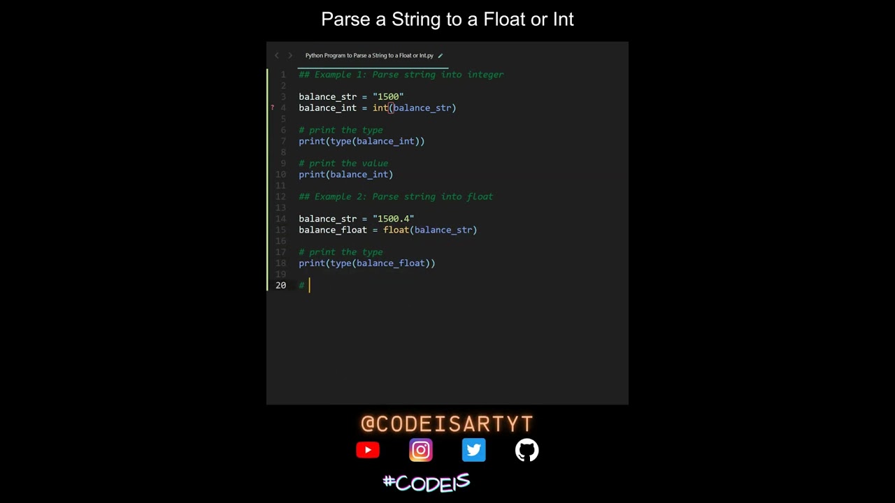 Parse a String to a Float or Int in Python | Python Examples | Python Coding Tutorial | Interview