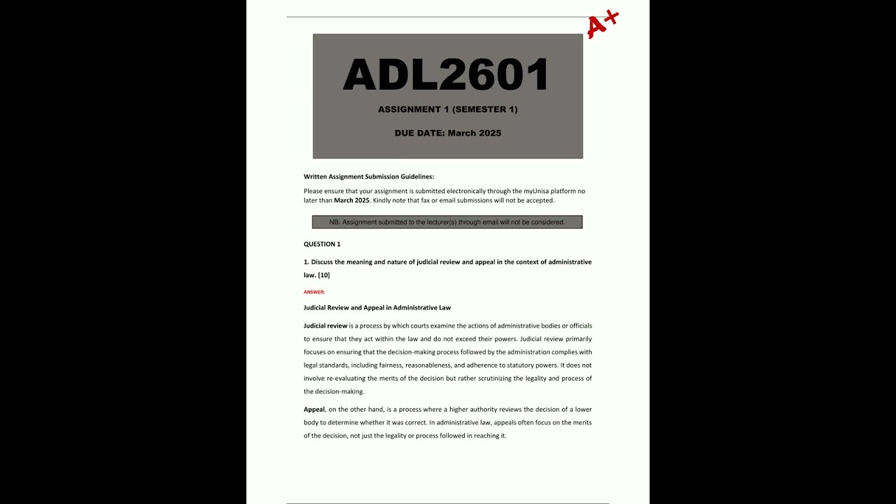 ADL2601 Assignment 1 COMPLETE ANSWERS Semester 1 2025 DUE March 2025