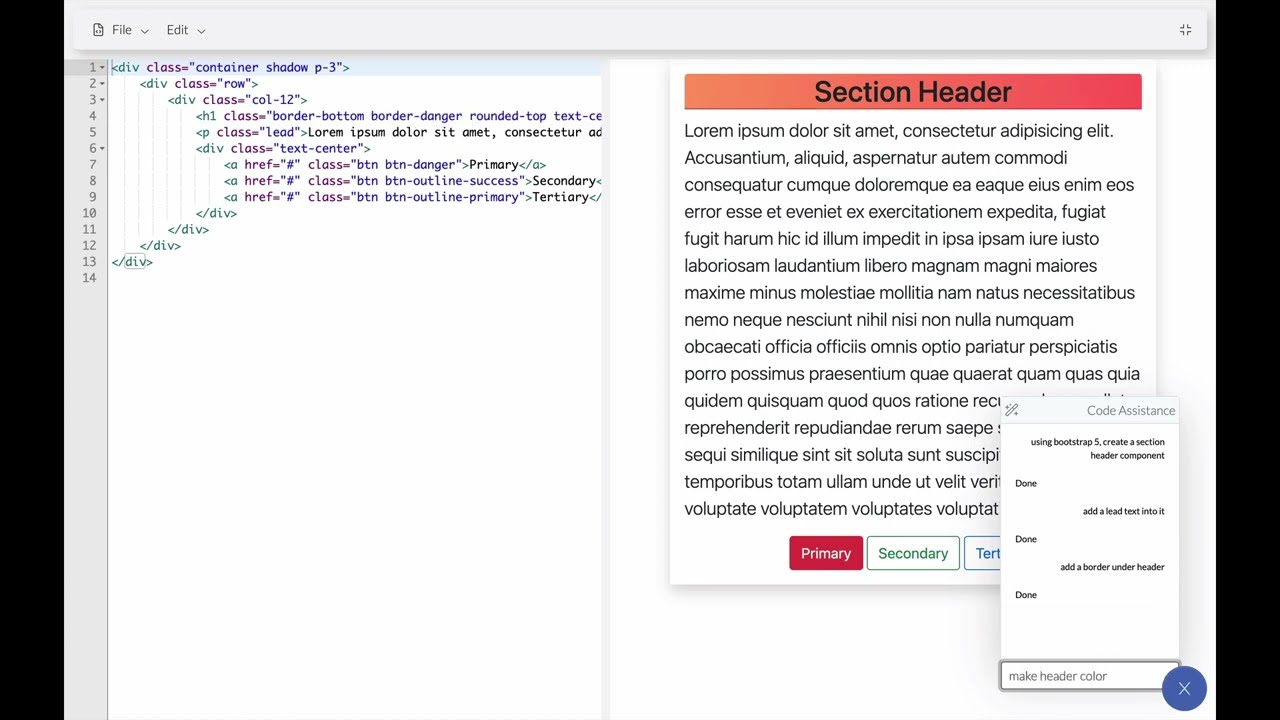 Building Bootstrap 5 Websites with AI-Powered Code Assistance | LowCodeCMS Demo