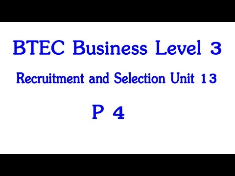 BTEC Business Level 3 Unit 13 Recruitment and Selection P4
