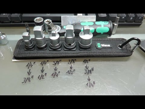 WERA 781/5 Set 1 : connection adapters for square head socket wrench inserts (1/4" - 3/8" - 1/2")